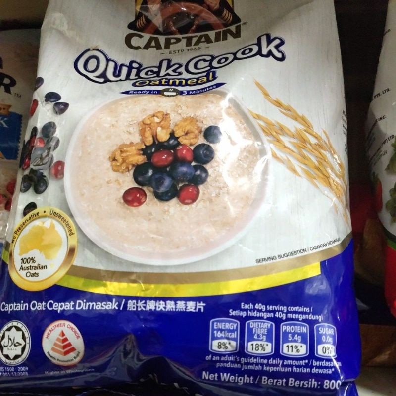 Captain Oats Oatmeal Instant/QuickCook 800g-1300g | Shopee Malaysia