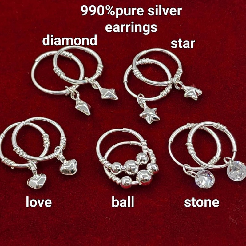 Ready stock 990 pure silver earrings the price for 1 pair Shopee Malaysia