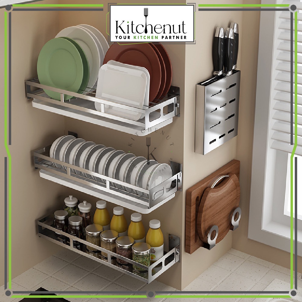 Kitchenut SUS 304 Stainless Steel Wall-Mounted Kitchen Rack Utensils ...