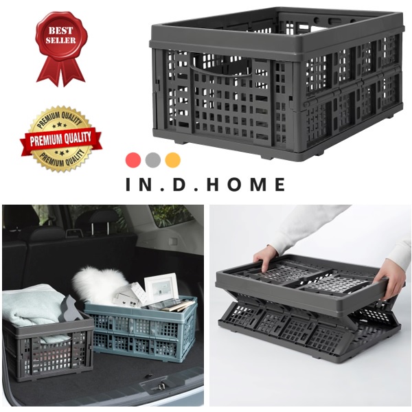 [ IKEA ] KAOSIG - 💥 Foldable Plastic Crate Stackable Storage Box Kotak ...