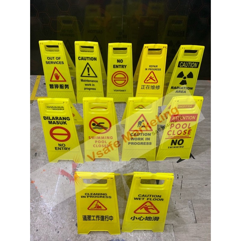 Signage VSAFEMKT Yellow Foldable Floor Sign Board Stand NO PARKING NO ...