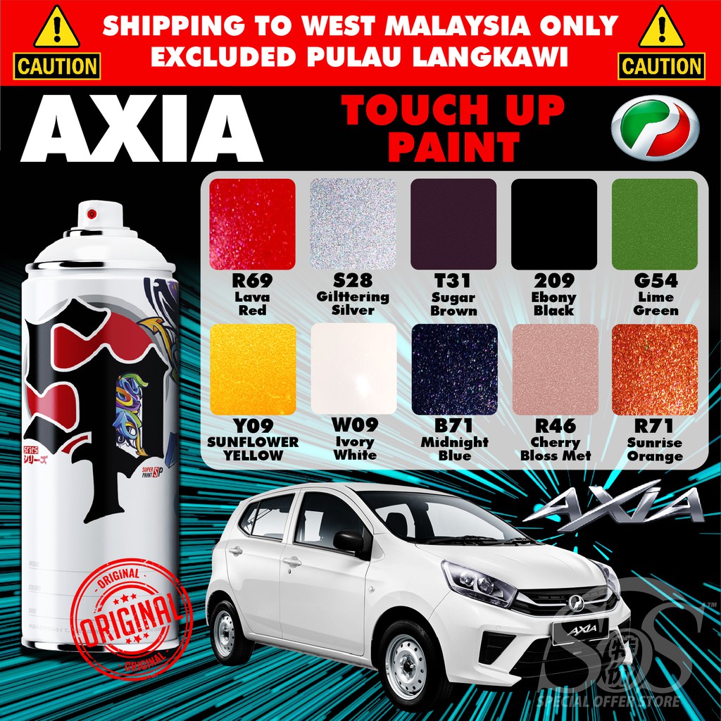 PERODUA AXIA 🔥 Original Touch Up Paint Aerosol Spray Paint DIY Cat ...