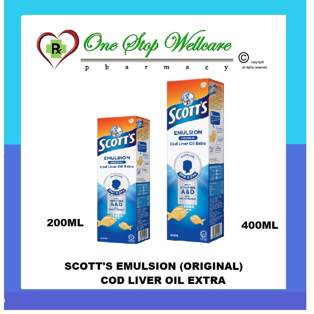 SCOTT'S EMULSION ORIGINAL COD LIVER OIL EXTRA 200ML (ED:11/2025 ...