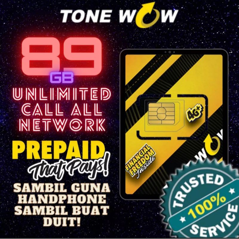 Simcard Tone Wow Plus 4G+ (boleh pilih nombor) | Shopee Malaysia