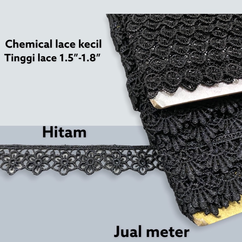 [ 1 meter ] chemical lace kecil hitam/ lace benang/ lace kecil hitam ...