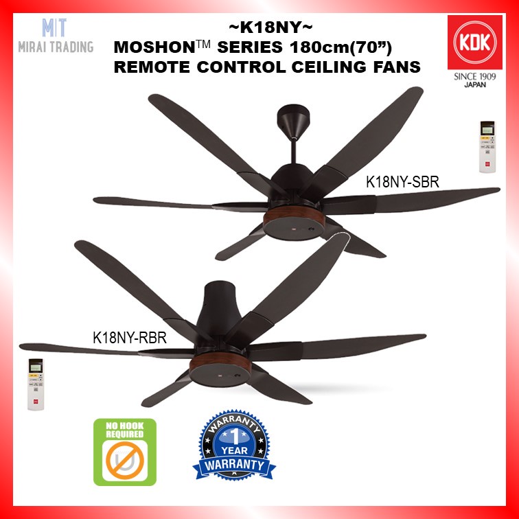 KDK MOSHON SERIES 180cm(70”) REMOTE CONTROL CEILING FAN ~ K18NY-RBR ...