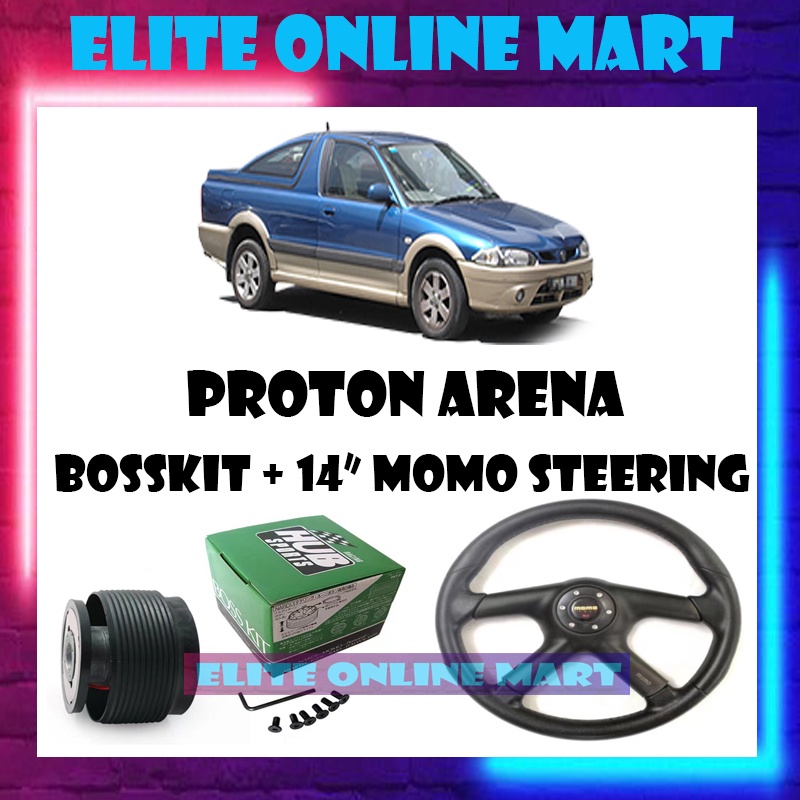 PROTON ARENA 14'' MOMO STEERING WHEEL WITH BOSSKIT SET READY STOCK ...
