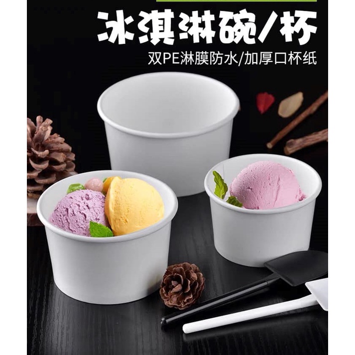 Wholesale 3oz 4oz 5oz Ice Cream Paper Bowl 50pcs± 1/2/3 Scoop Party ...