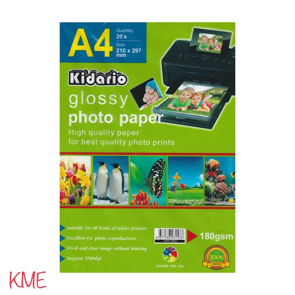 Kidario Glossy Photo Paper A4 / 180GSM / 20's | Shopee Malaysia