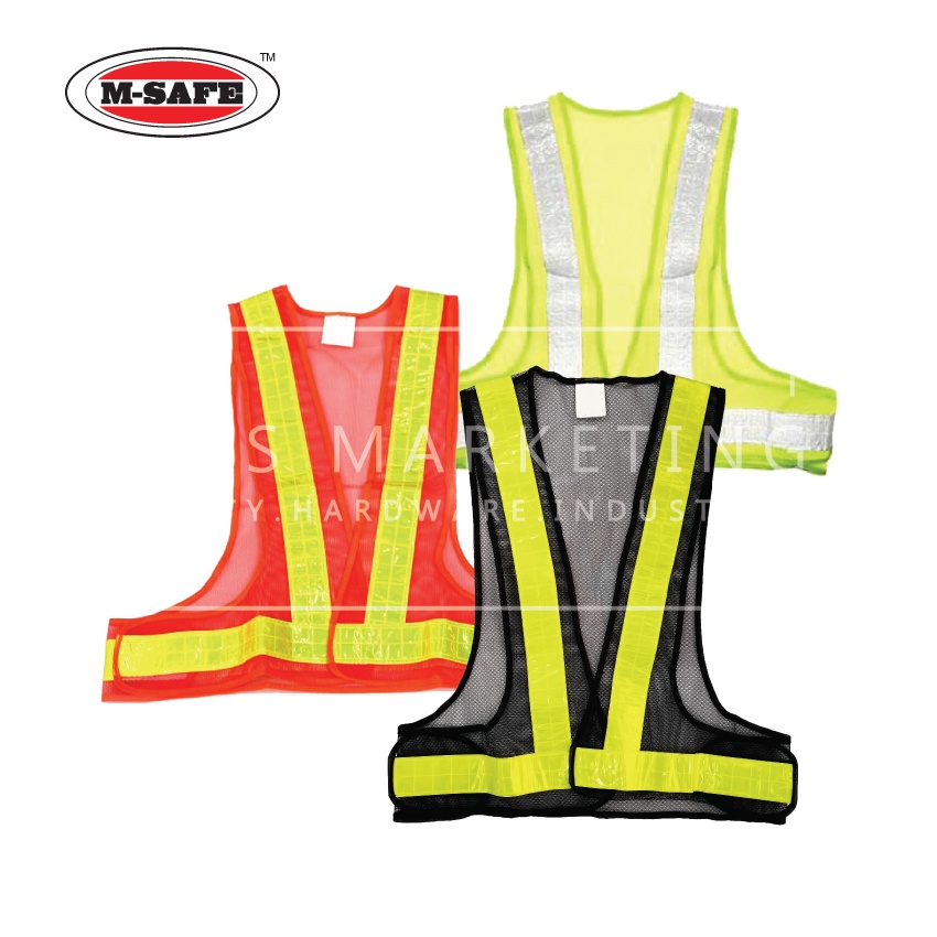 M-SAFE SAFETY VEST V-SHAPE REFLECTIVE / HIGH VISIBILITY REFLECTOR ...