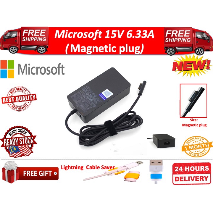 Original Microsoft 15V 6.33A (Magnetic Pin) Surface Go Tablet Surface ...