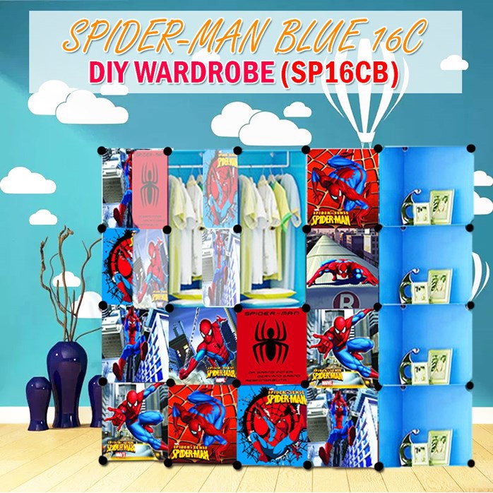 Spider-Man Blue 16C DIY Wardrobe w Corner Rack (SP16CB) | Shopee Malaysia
