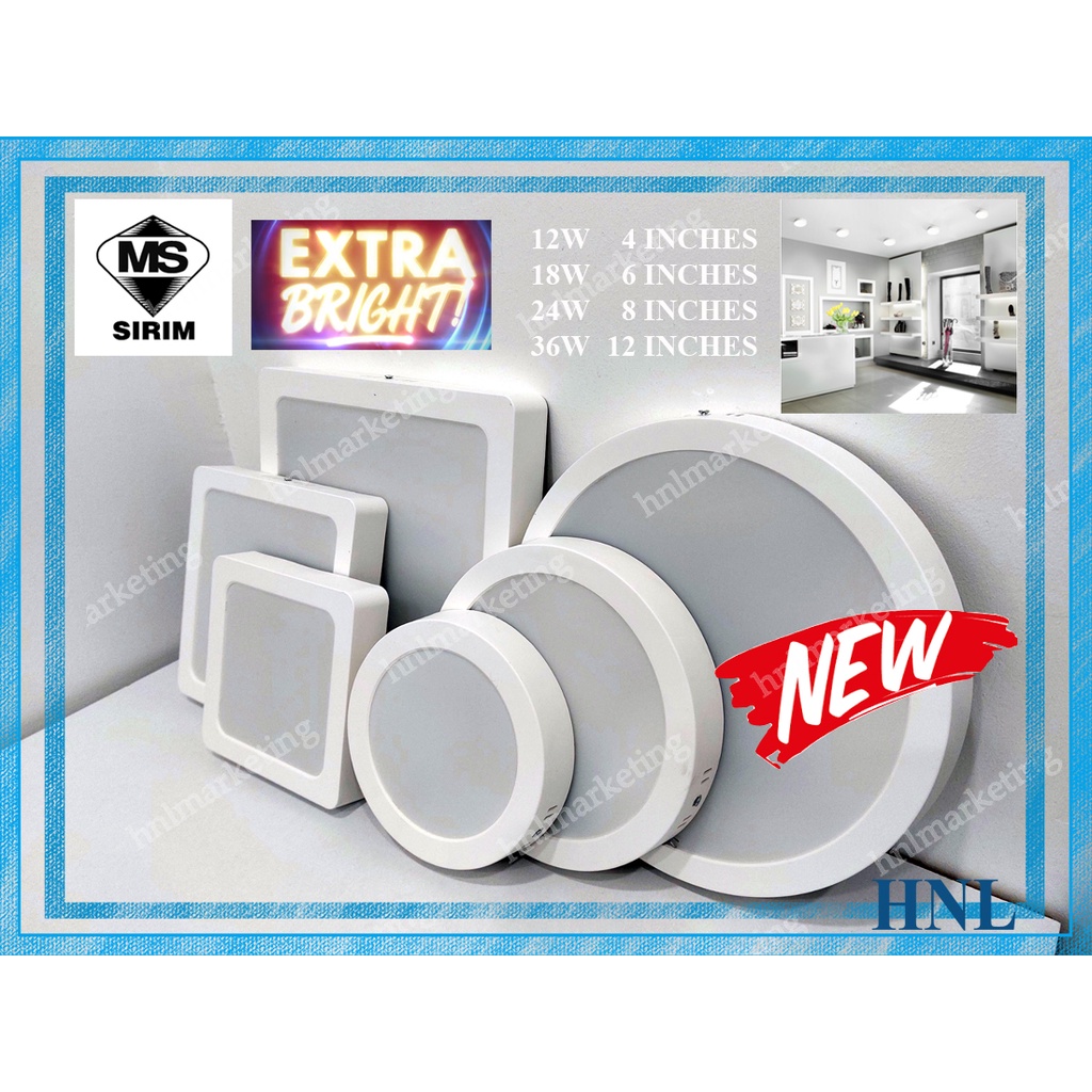 LED SURFACE DOWNLIGHT 6" 8" 12" INCHES ROUND SQUARE CEILING WALL LAMP ...