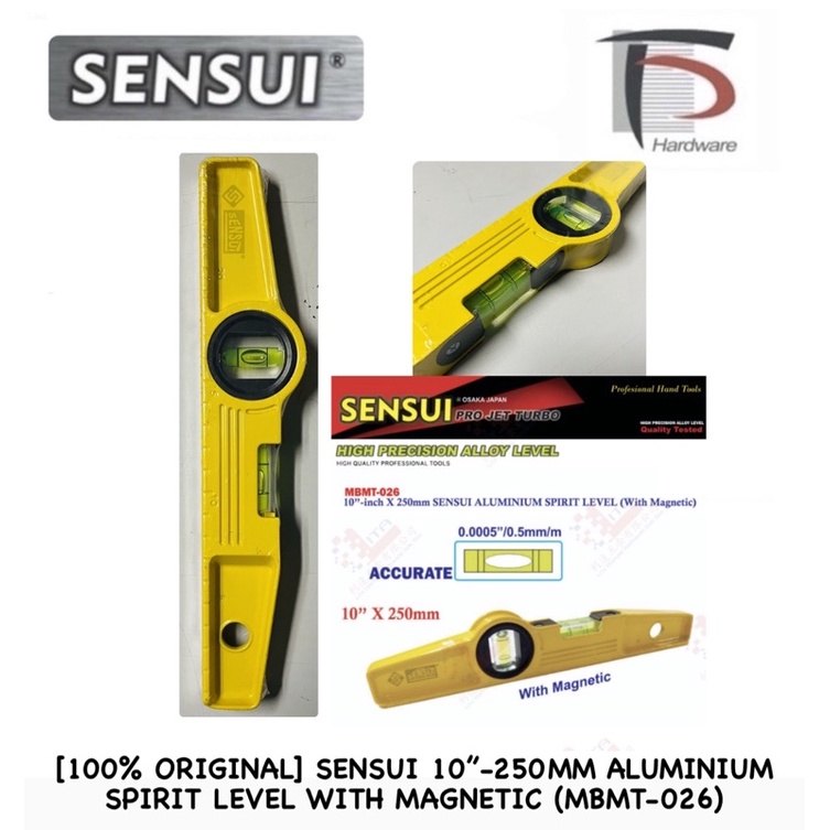 [100% ORIGINAL] SENSUI 10”-250MM ALUMINIUM SPIRIT LEVEL WITH MAGNETIC ...