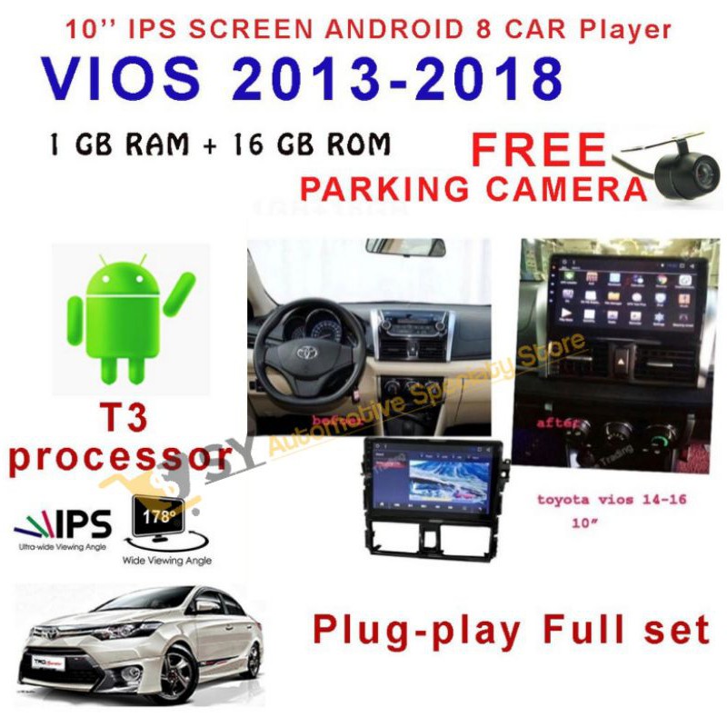 💥New T3L/T3💥Toyota Vios 13-18 📌Android Player Witf + Casing 💢Free Rear Camera💢 1RAM 16GB / 2RAM ...