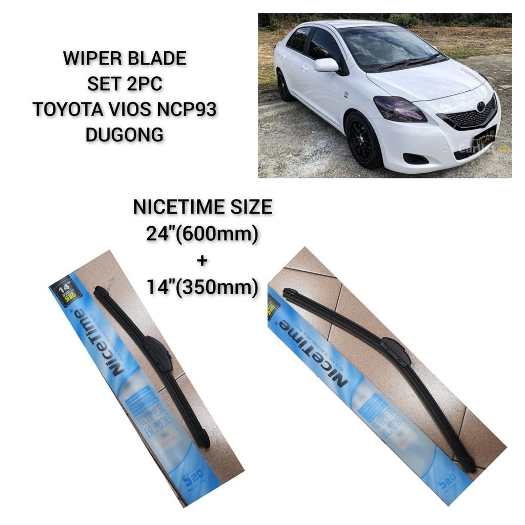 NICETIME WIPER BLADE TOYOTA VIOS NCP93(DUGONG)(24"+14") | Shopee Malaysia