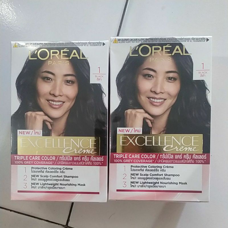 Loreal Hair Dye Excellence Black Color Code 01 | Loreal Cat Rambut ...