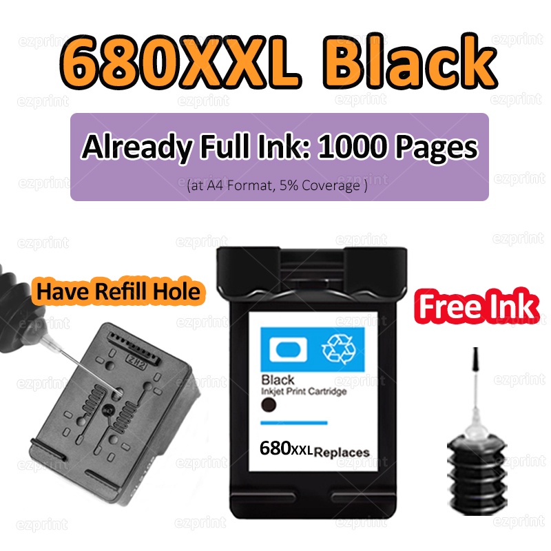 Compatible HP 680 HP 680XL HP 680XXL Ink Cartridge HP 680 Black HP 680 ...