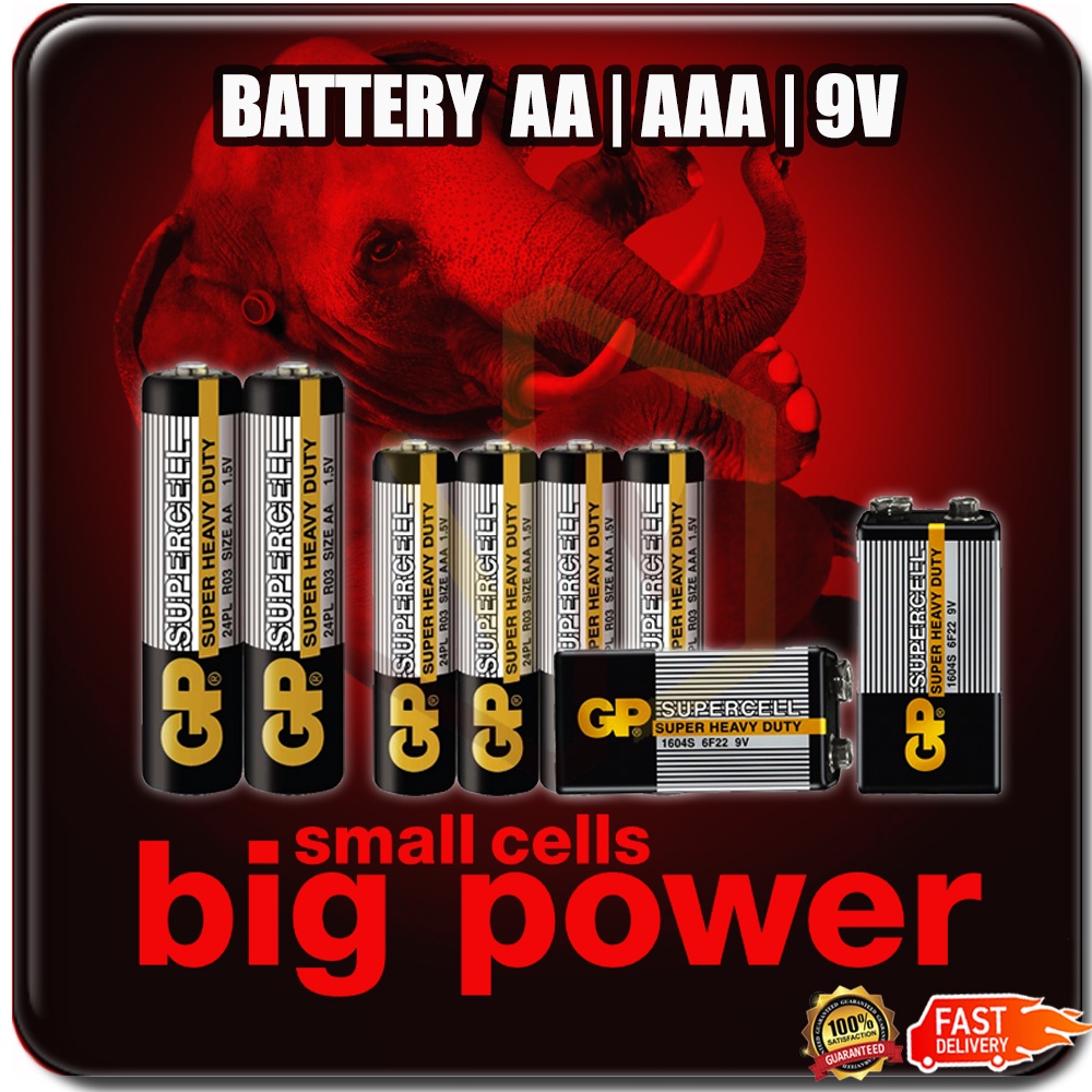 Genuine Supercell GP Battery 1.5V AA AAA Bateri jam Super Heavy Duty ...