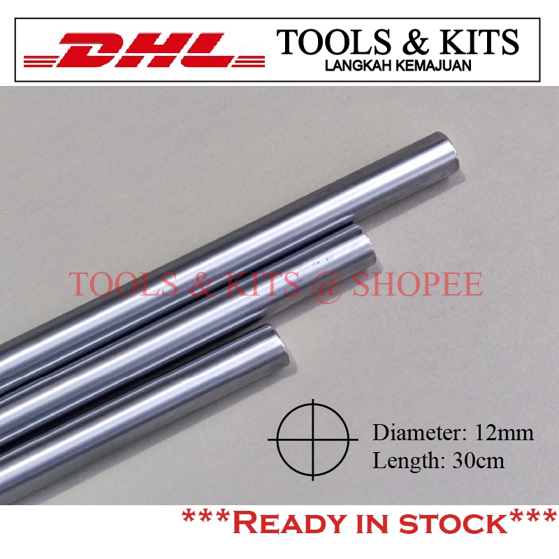 12mm Diameter Linear Chrome-Plated Stainless Steel Rod 30cm long for 3D ...