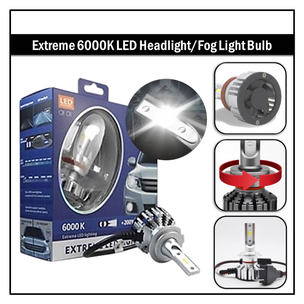 Extreme 880 9005 9006 9012 H1 H3 H7 H11 H4H/L 6000K LED Headlight/Fog ...