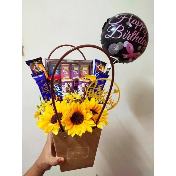 Florist Box Paper Bag Craft / Flower Gift Basket / Bakul bunga coklat ...