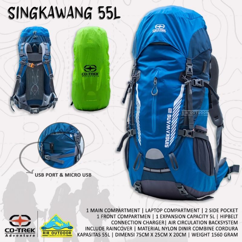 Original 55 LITER CO-TREK CO TREK SINGKAWANG MOUNTAIN CARRIER BACKPACK ...