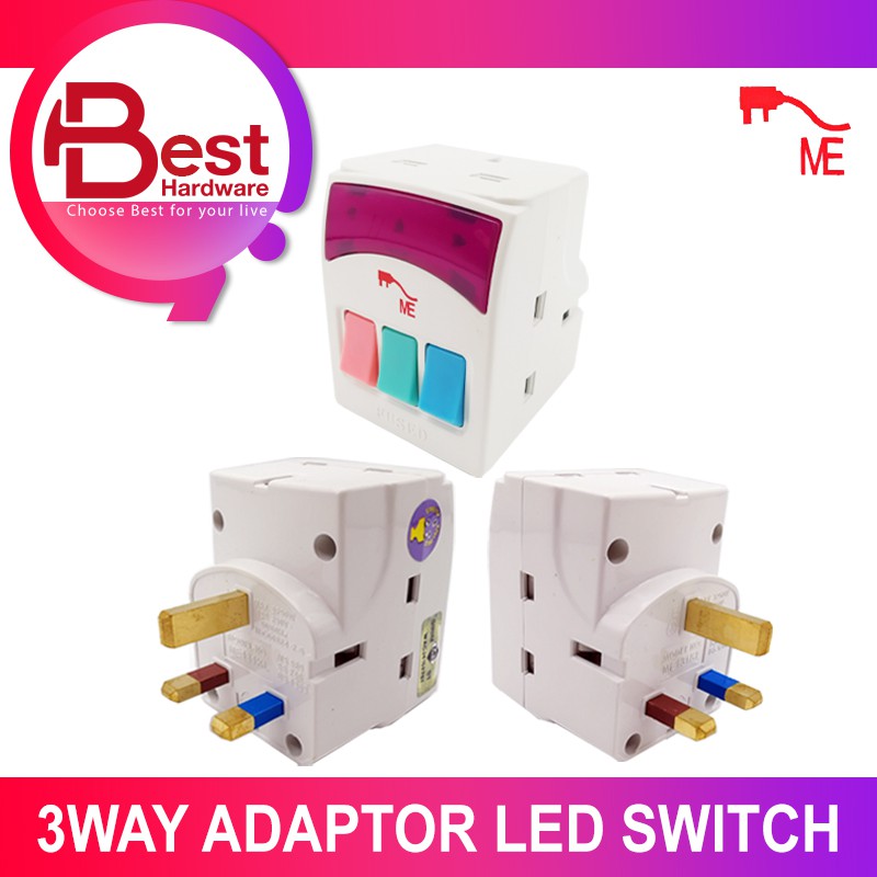 BEST HARDWARE - ME 3WAY ADAPTOR WITH LED SWITCH (ME131KL) | Shopee Malaysia