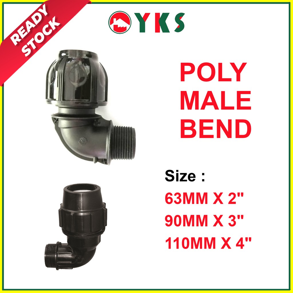POLY MALE BEND - 63mm / 90mm / 110mm - HDPE - Pipe Fittings System Pipe ...