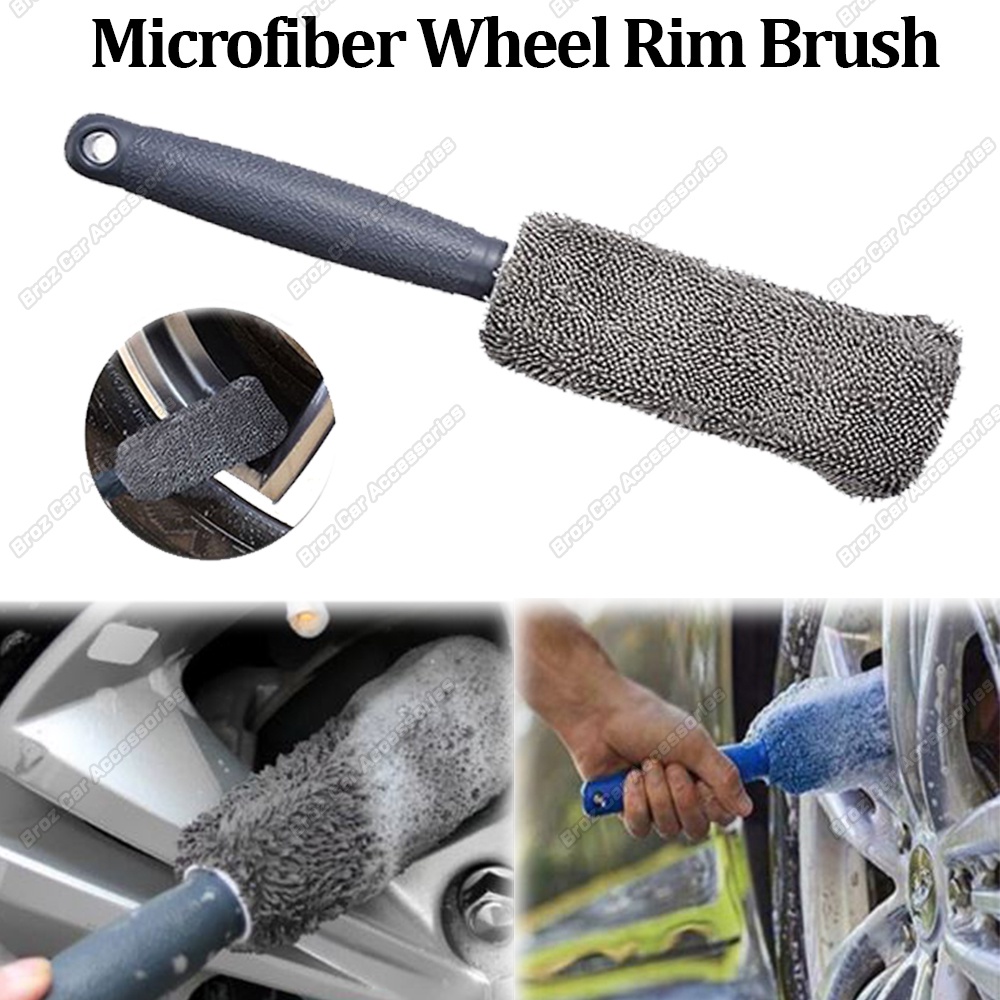 Microfiber Car Wheel Tire Rim Brush With Plastic Handle Washing Cleaner ...