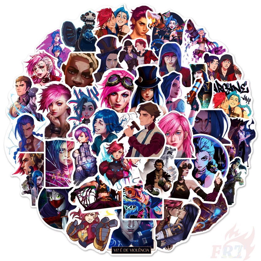 50Pcs/Set Arcane Series 02 League of Legends Stickers LOL DIY Fashion Waterproof Doodle Decals ...