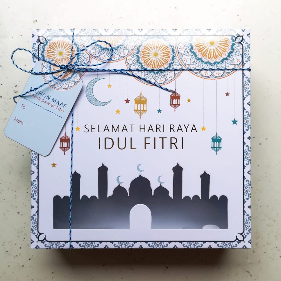 (10 Pcs) Eid Mubarak Cake Box 20x20x7cm Box Eid Cake Box Layer Legit ...