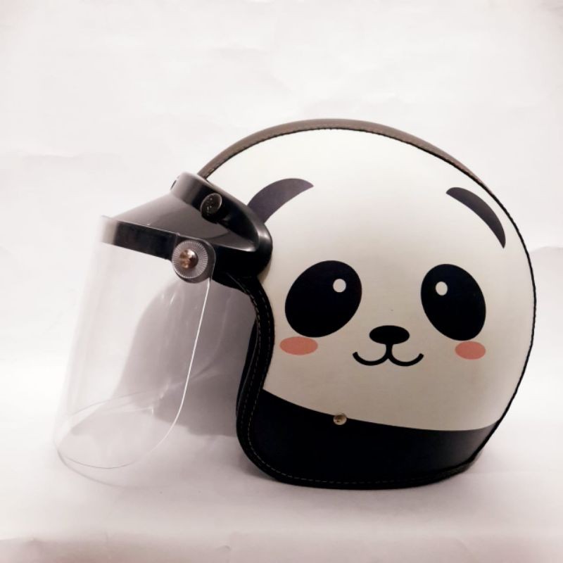PUTIH Full Neck Helmet RETRO Adult FLAT Clear PANDA White | Shopee Malaysia