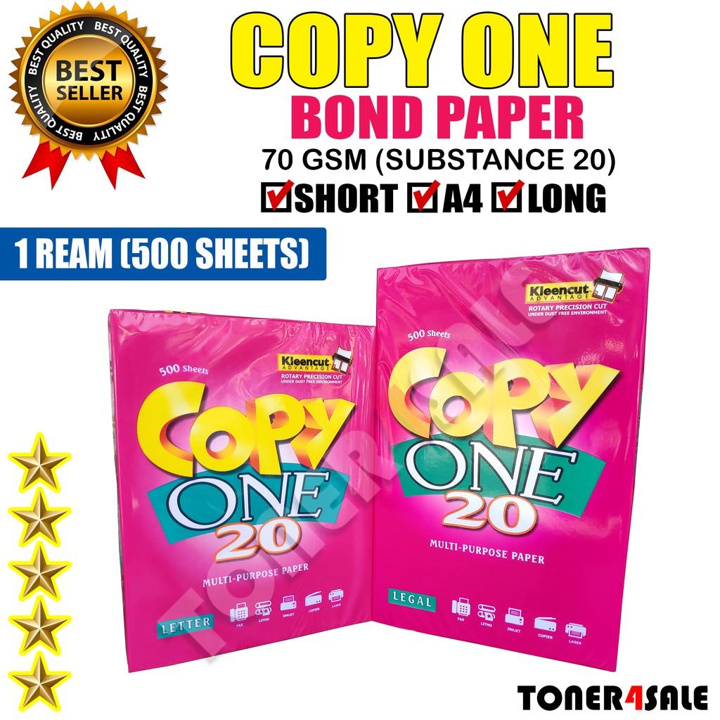 Copy One Bond Paper Sub20 70gsm (1 Ream / 500 Sheets) | Shopee Malaysia