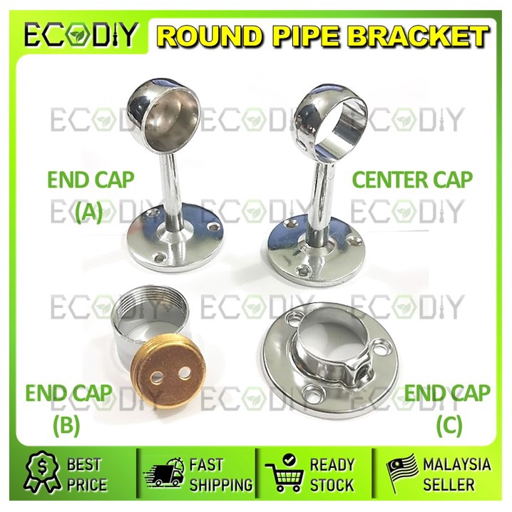 ECODIY🇲🇾 25mm Pipe Rod Bracket End Cap Center Cap Pole Lever Support ...