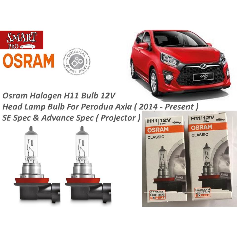 Osram Halogen H11 Bulb Head Lamp Bulb For Perodua Axia ( 2014 - Present ...