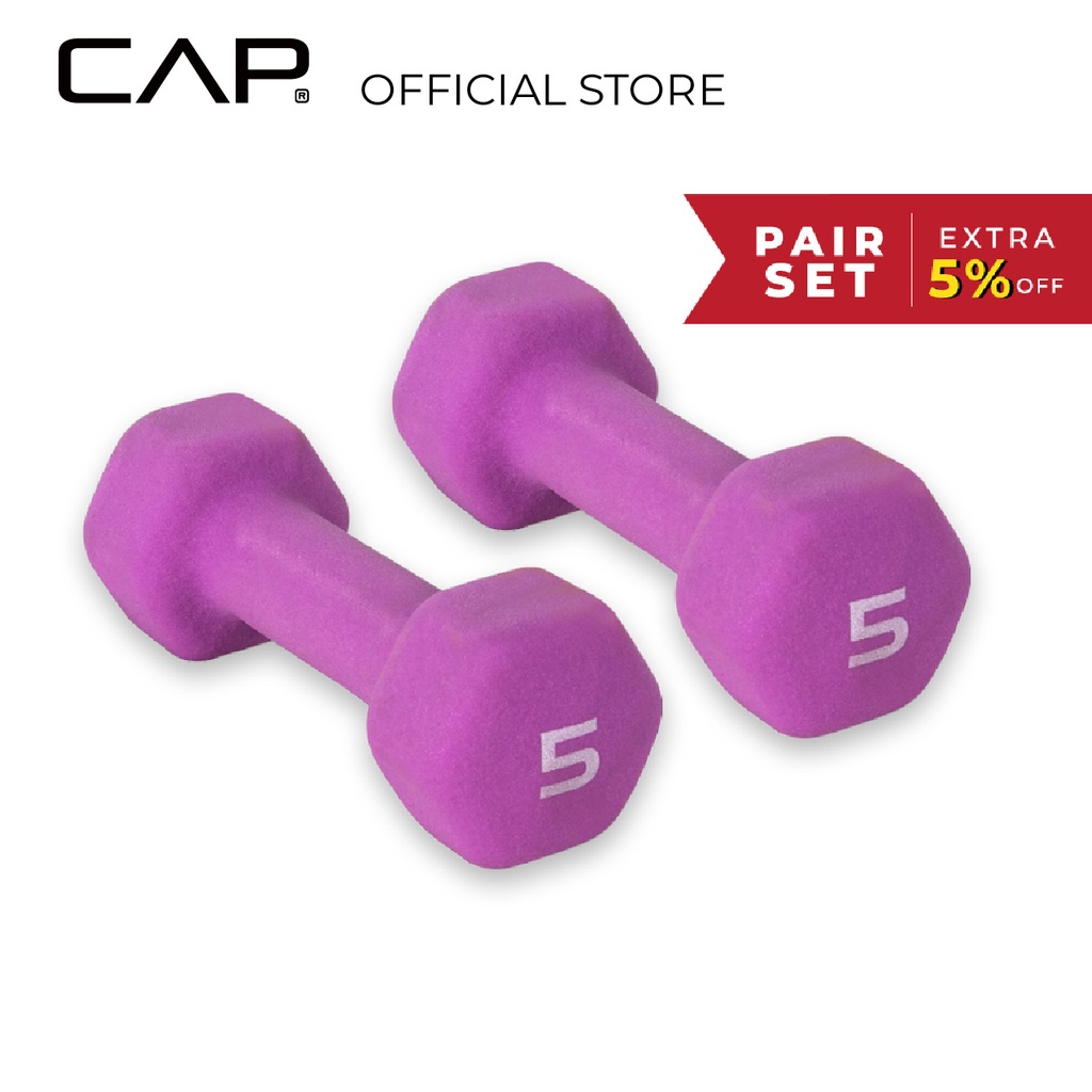 (MINOR DEFECT) Cap Barbell (2 Pcs x 5lbs/2.3kg) Neoprene Coated ...