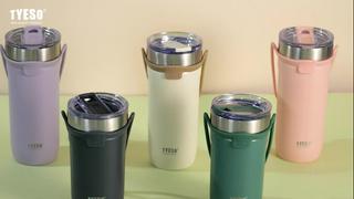 TYESO TS-8766B/TS-8767B 550ml/710ml Vacuum Insulated Tumbler Keep Cold and Hot with Silicon ...