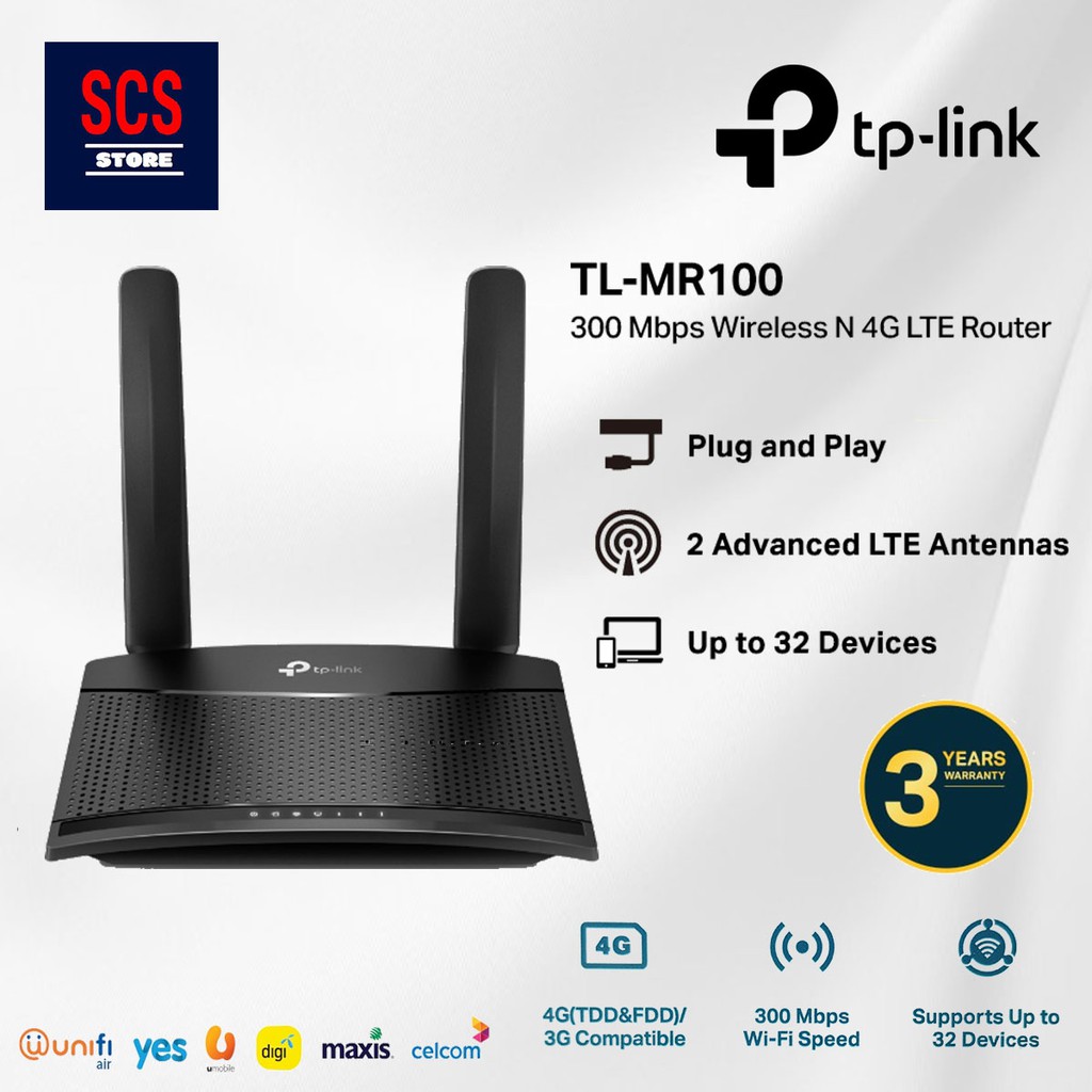 TP LINK TL-MR100 300 Mbps Wireless N 4G LTE Router | Shopee Malaysia
