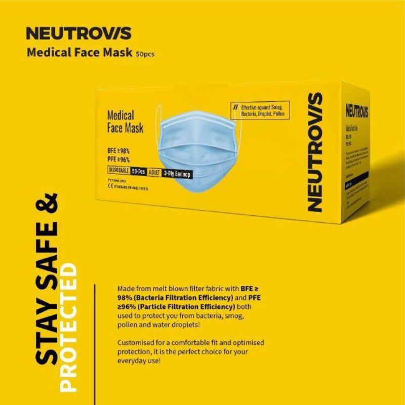 Neutrovis Medical Adult Face Mask 50'S(READY STOCKS) | Shopee Malaysia
