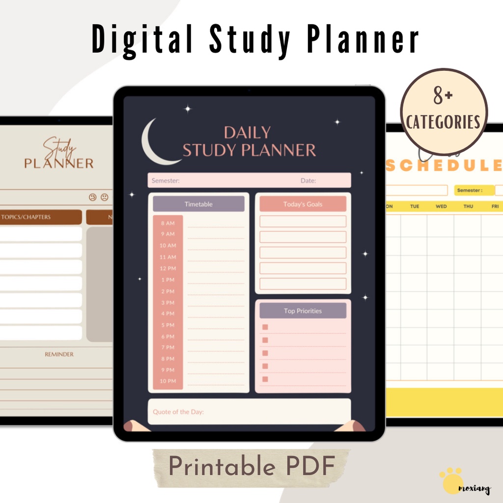 Digital Study Planner Assignment Class Overview Schedule Homework ...
