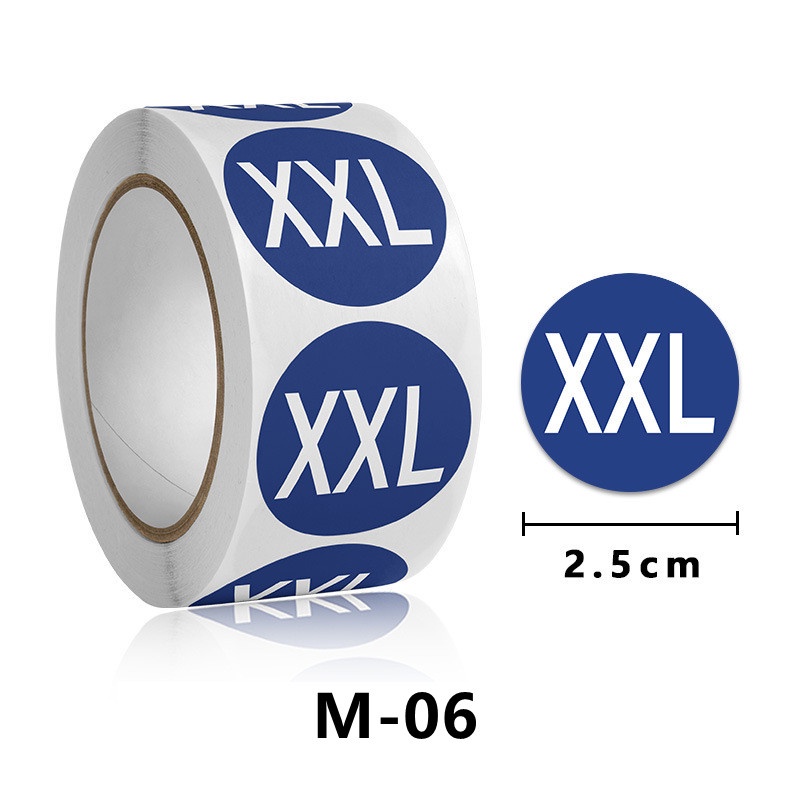 500pcs/roll Size Mark Sticker XS /S /M /L /XL /XXL Clothes Goods ...