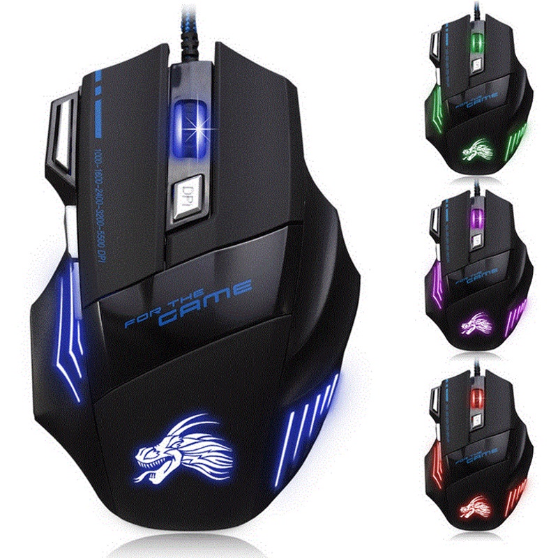 Professional 5500 DPI Gaming Mouse 7 Buttons LED Optical USB Wired Mice for Pro Gamer High ...