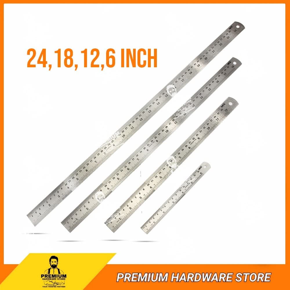 NIETZ Stainless Steel Ruler/Metal Ruler/Measuring Tool 15cm/20cm/30cm/40cm/50cm/60cm Pembaris ...