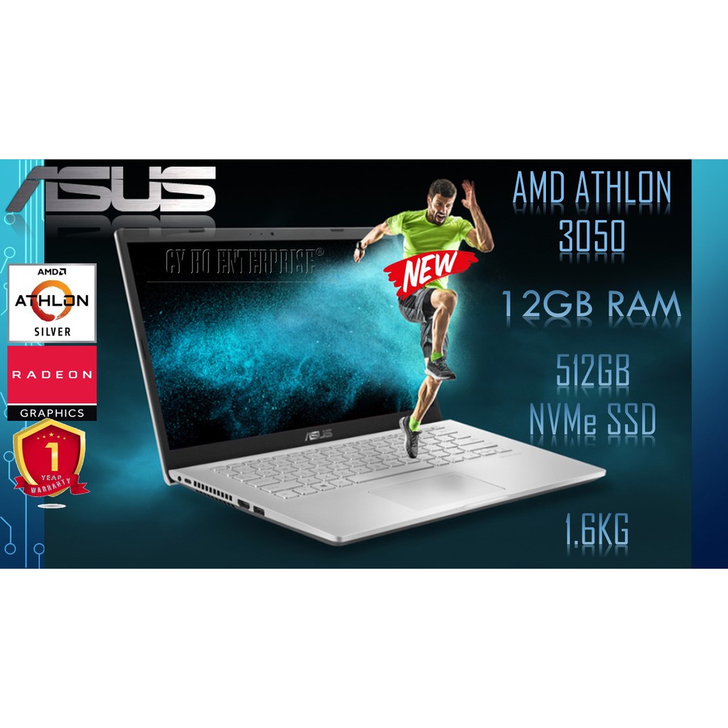 ASUS NEW M409D-ABV305T 14" NotebooK AMD Athlon 3050U, 12GB, 512GB, AMD ...