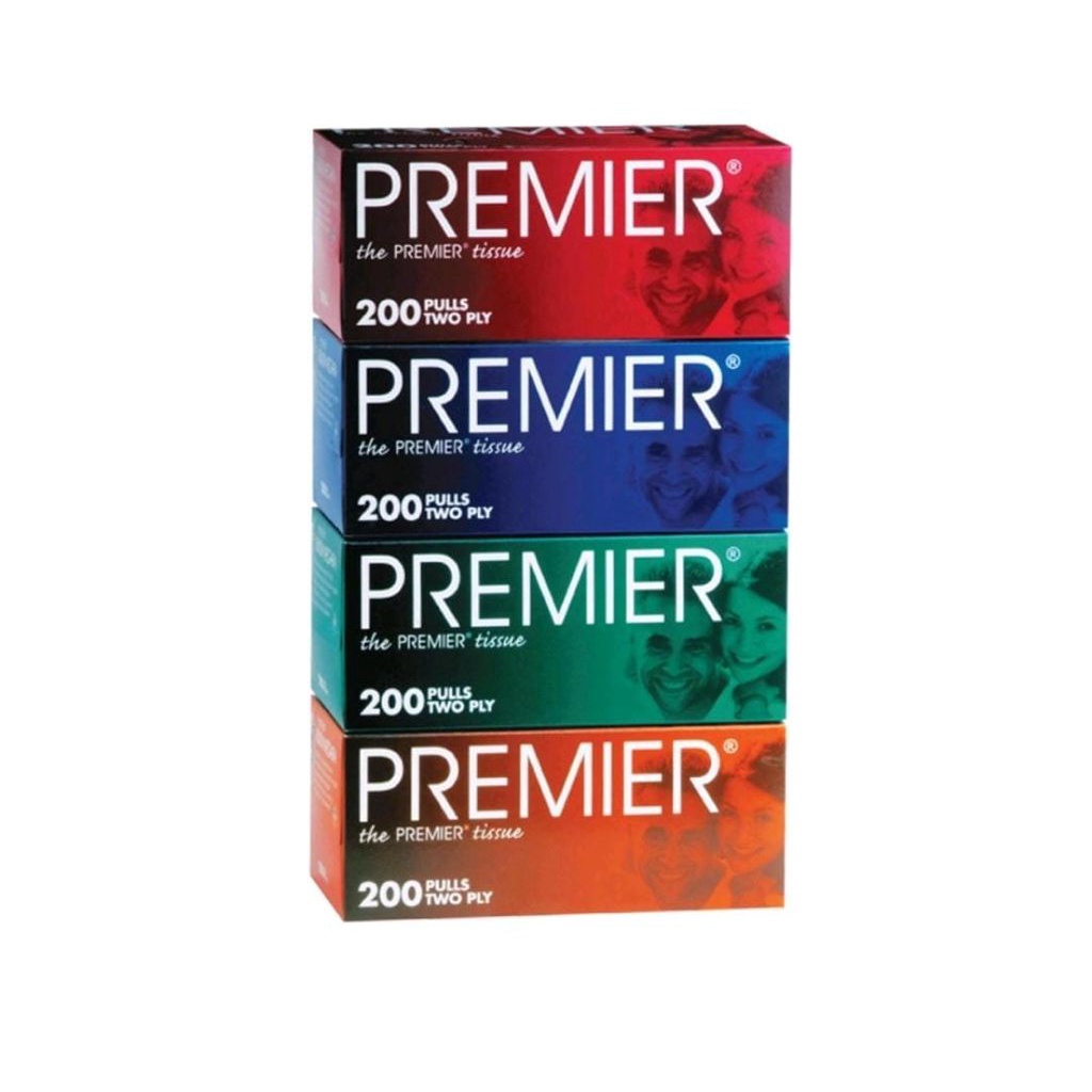 Premier Tissue Box 4 Box Pack (80/100/200 pulls) Two Ply Tissue Paper ...