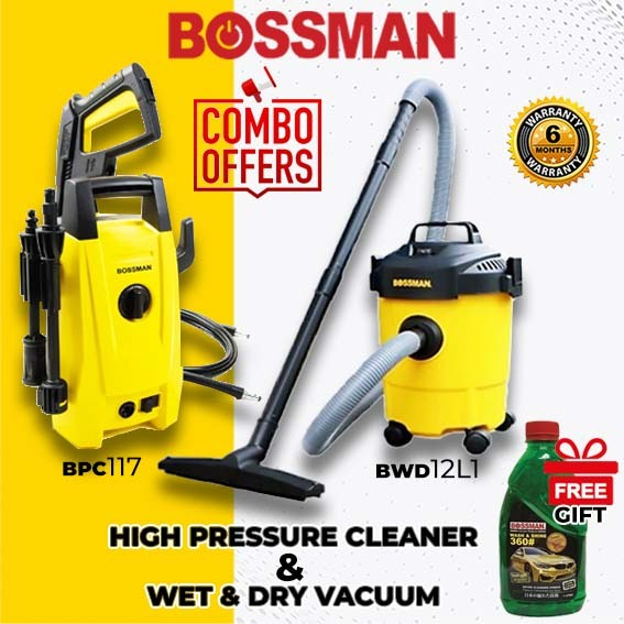 BOSSMAN WET & DRY Vacuum Cleaner 1000Watt BWD-12L1 + BPC 117 High ...