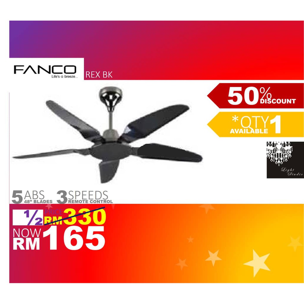 FANCO REMOTE CONTROL CEILING FAN 48" DESIGN FAN | Shopee Malaysia