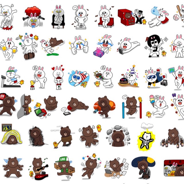8 Designs of Line Friends Stickers Brown Bear Cony Sally Emoji Stickers ...