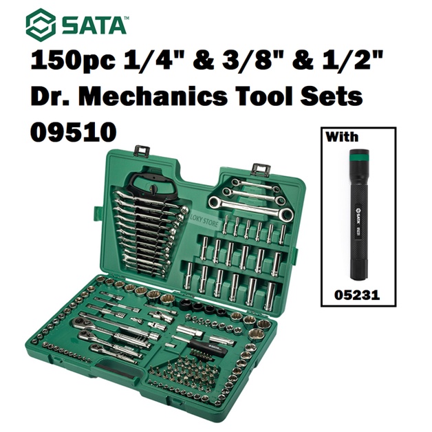 [LOCAL]SATA 150PC. 1/4" & 3/8" & 1/2" Dr. Mechanics Tool Set 09510 ...